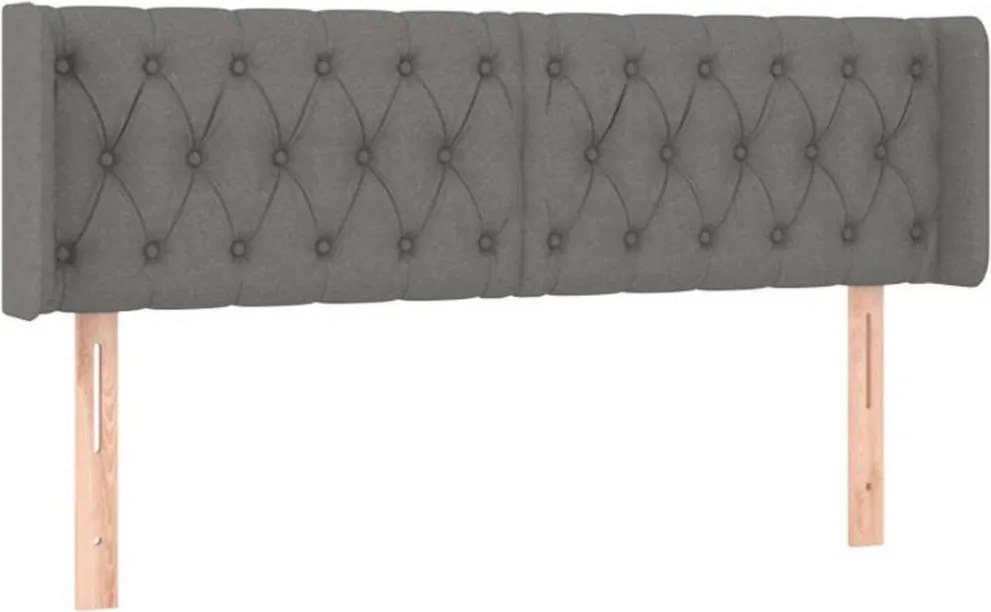 Čelo postele s LED tmavě šedé 147 x 16 x 78/88 cm textil 3123571