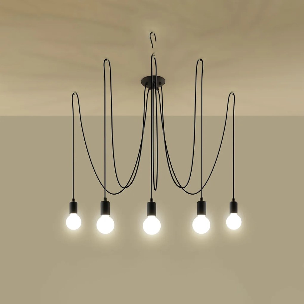 Sollux Lighting Lustr EDISON 5 černý