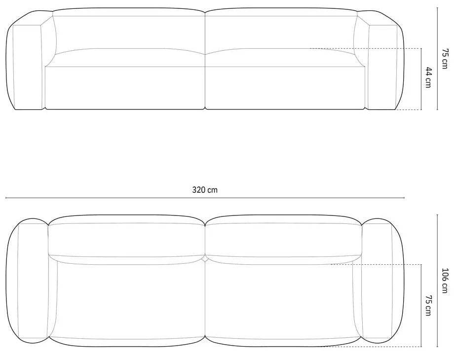 Černá modulární pohovka 320 cm Martina – Micadoni Home