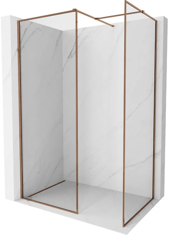 Mexen Kioto-F Walk-in sprchová zástěna s rámem 135 x 80 cm, transparentní 8 mm, růžové zlato - 800-135-202-04-60-080