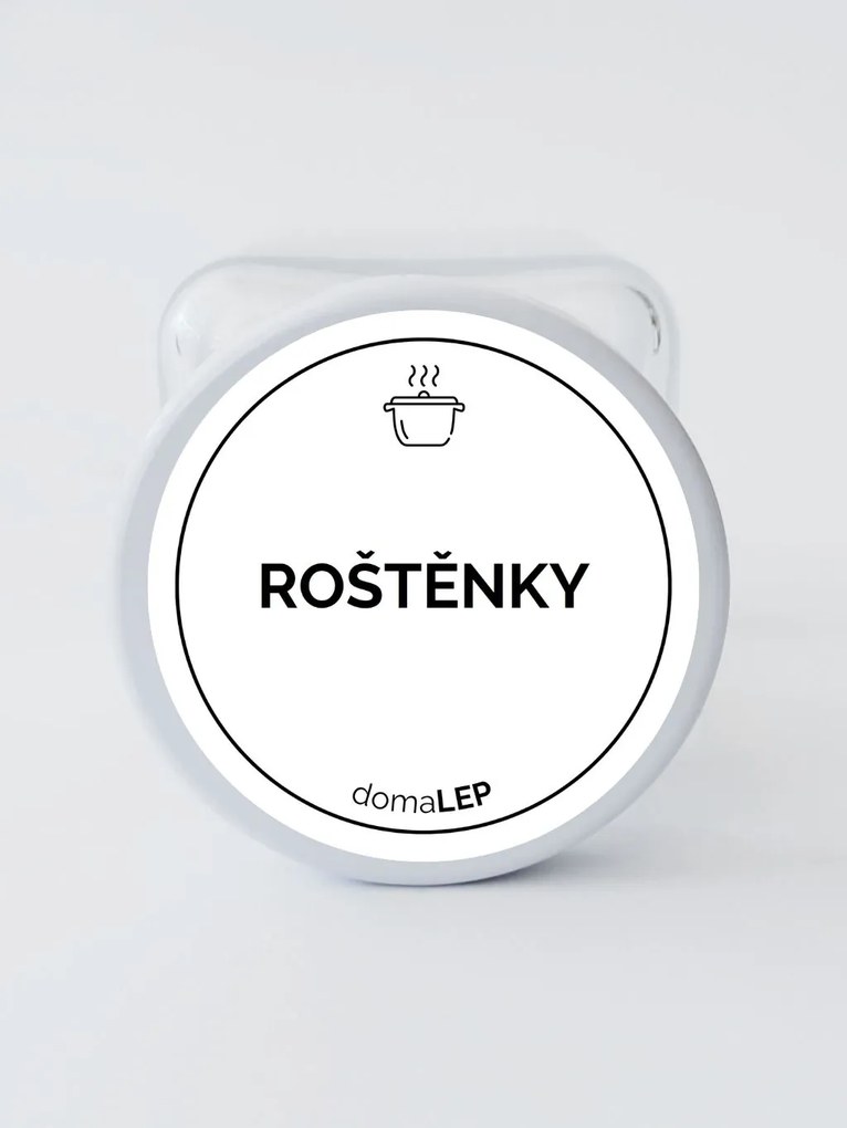 Samolepka na kořenky ROŠTĚNKY bílá 5 cm tučné písmo