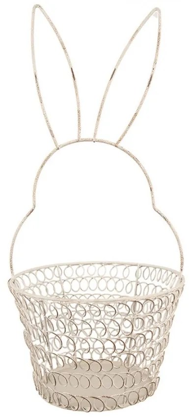 Bílý drátěný dekorační košík králík Bunny M - Ø 15*34 cm