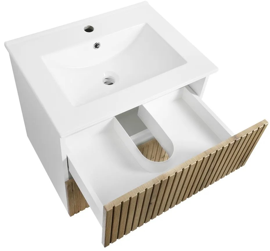 Aqualine Aqualine, PANEDA STRIP umyvadlová skříňka 59,5x55x45,2cm, dub emporio, PN360