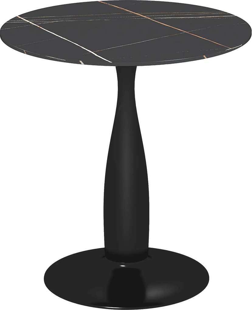HOMCOM Jídelní Stůl, Kulatý Kuchyňský Stůl, Moderní Jídelní Stůl s Ocelovým Rámem, Barový Stolek pro 2 Osoby, Ø70 x 74 cm, Černý | Aosom