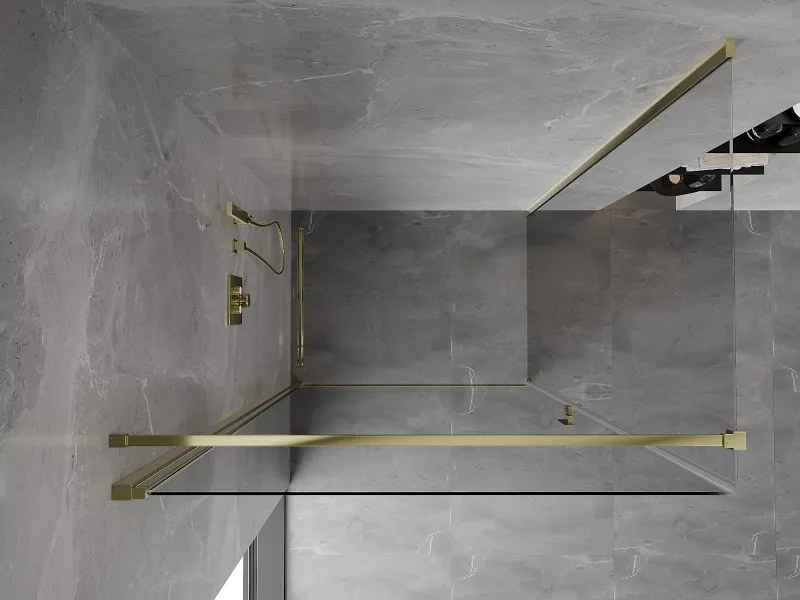 Mexen Mist-B, 1-křídlý výklopný sprchový kout 80 x 110 cm, čiré sklo, zlatý lesklý profil, 8A2T-080-110-50-00