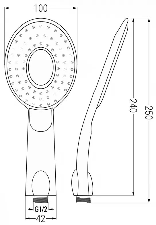 Mexen příslušenství - R-73 Ruční sprcha, 1-funkční, černá, 79573-70