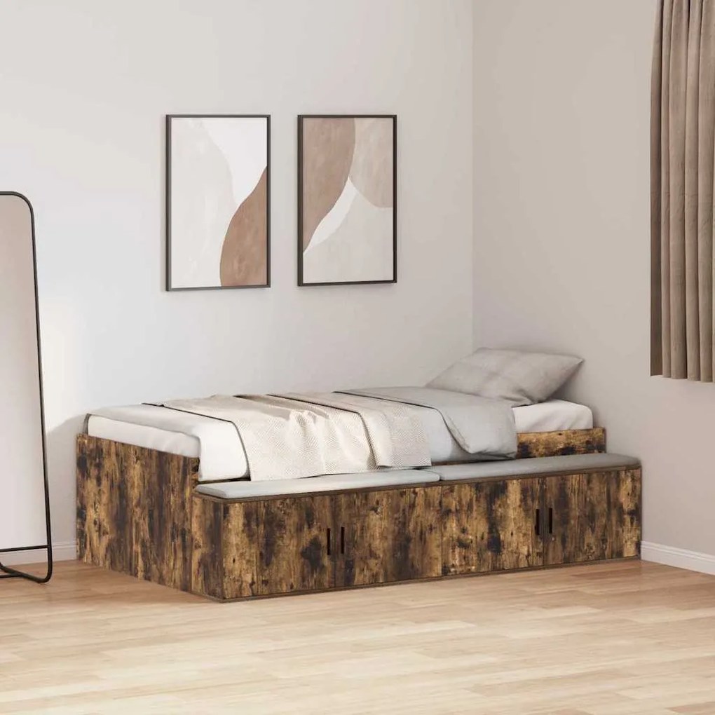 Rám postele se dveřmi Kouřový dub 80 x 200 cm Kompozitní dřevo 3335201