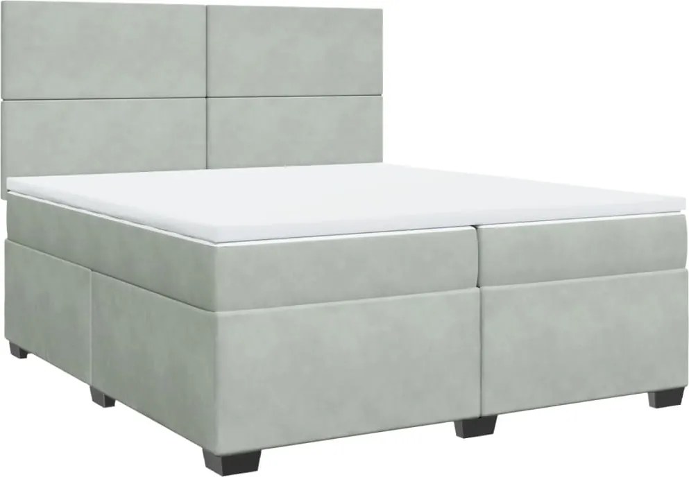 Box spring postel s matrací světle šedá 200x200 cm samet 3293296