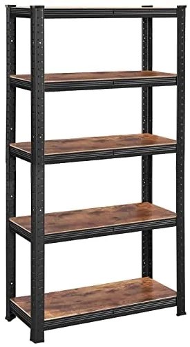 Stojící regál, nosnost až 650 kg, 5 polic, nastavitelný, 150x75x30 cm
