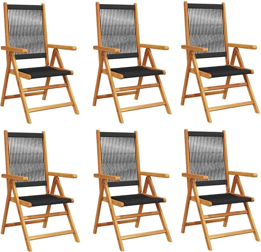 Skládací polohovací křesla 6 ks, černá, masivní akácie 3214530