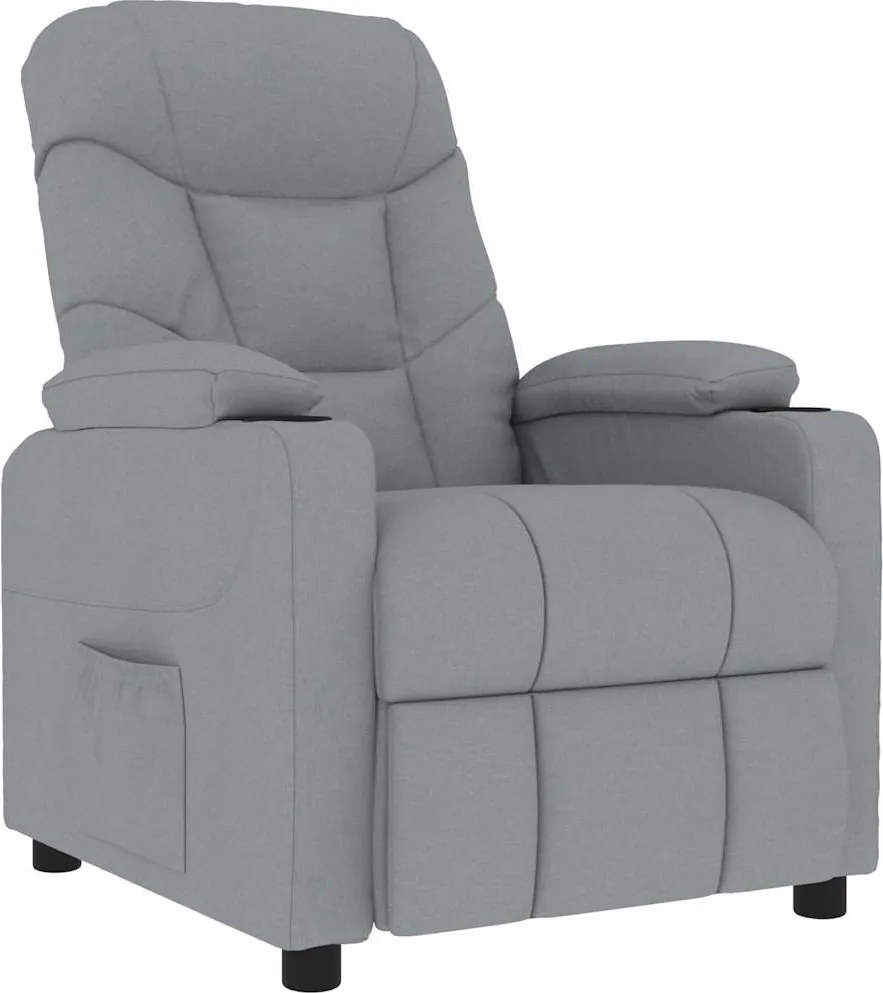 Masážní křeslo světle šedé textil 339092
