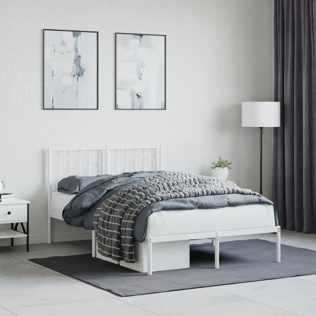 Kovový rám postele s čelem černý 75 x 190 cm