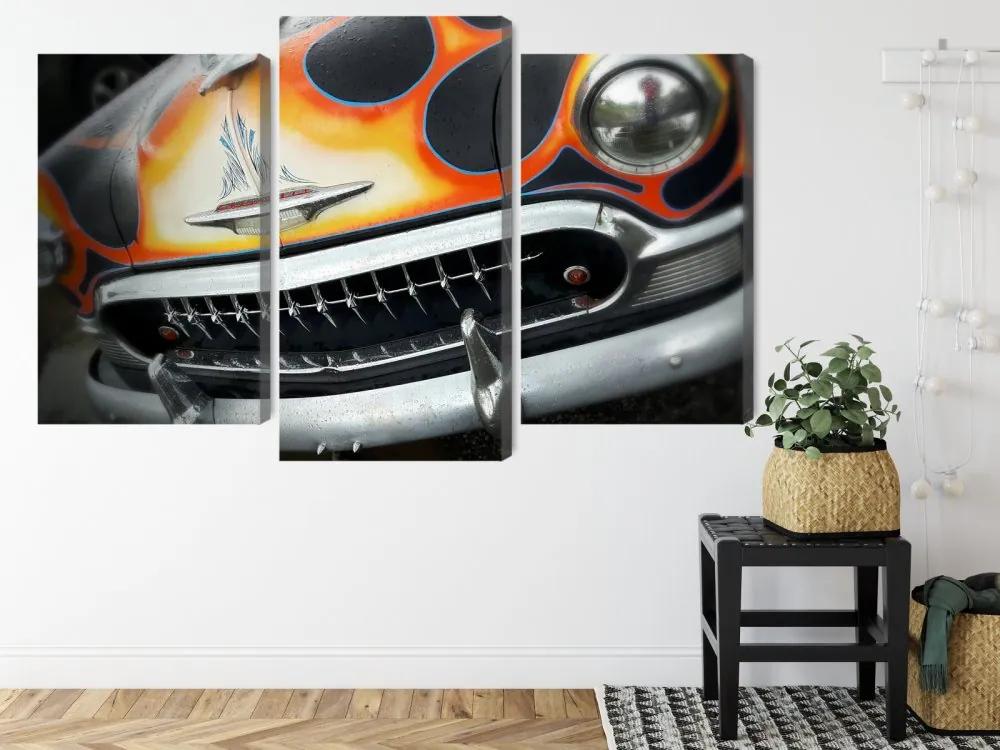 Vícedílný obraz Starožitné Auto S Plameny Nedostatek Nedostatek Plátno Canvas 90x60