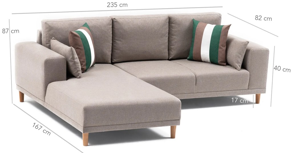 Hanah Home Rohová pohovka FRANZ krémová levá 825BLC1393