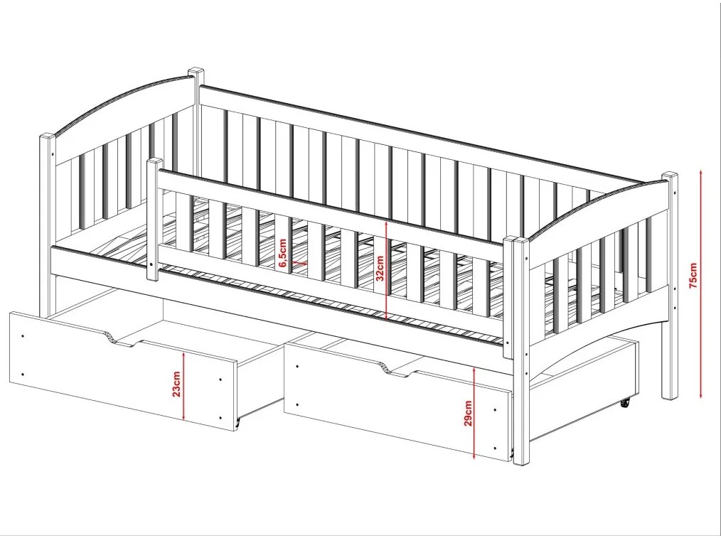 Legno Dětská postel Gustav bílá Rozměr (cm): 90x200