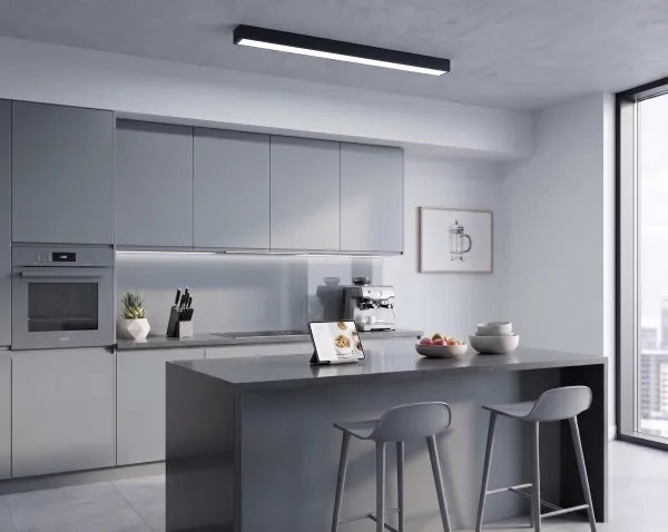 LED Přisazený/lustr na lanku LED/44W/230V 6000K 120 cm černá