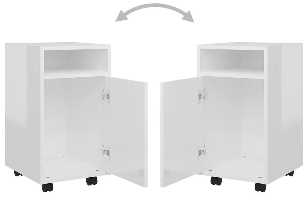 Odkládací skříňka s kolečky bílá lesklá 33x38x60 cm dřevotříska - Default Title