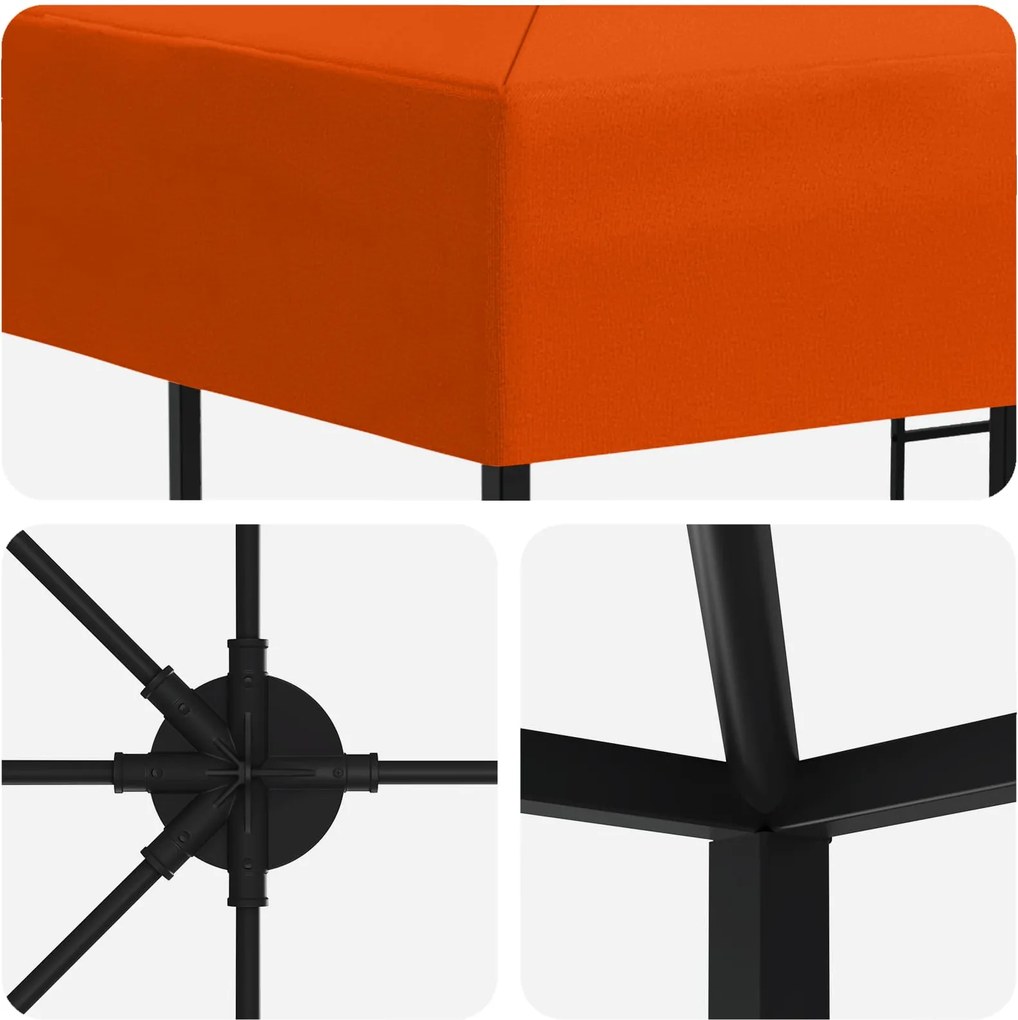 Zahradní altán 6 x 3 m Oranžová Polyester a ocel 190 gsm 3375990
