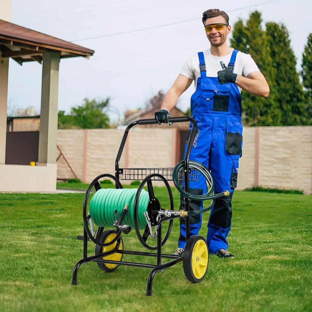 Costway Kovový vozík na hadici 70 m pro 16 mm hadici vozík zahradní hadice