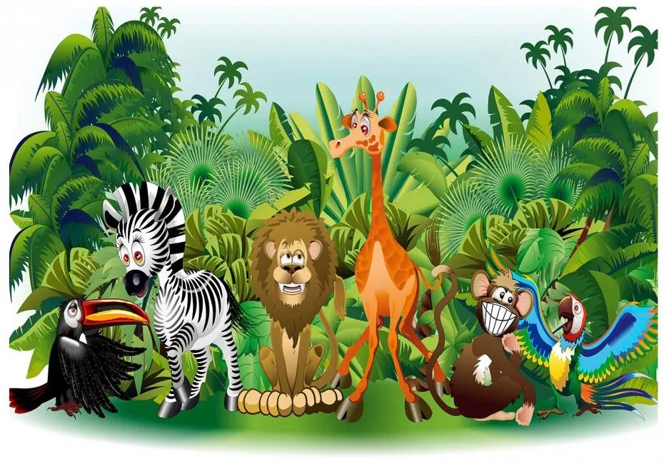 Samolepící fototapeta - Zvířata v džungli pro děti 196x140