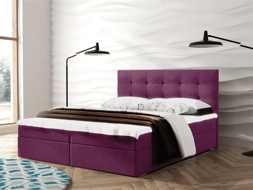 Velká čalouněná postel 200x200 cm Lita Barva: Fialová - Trinity 11
