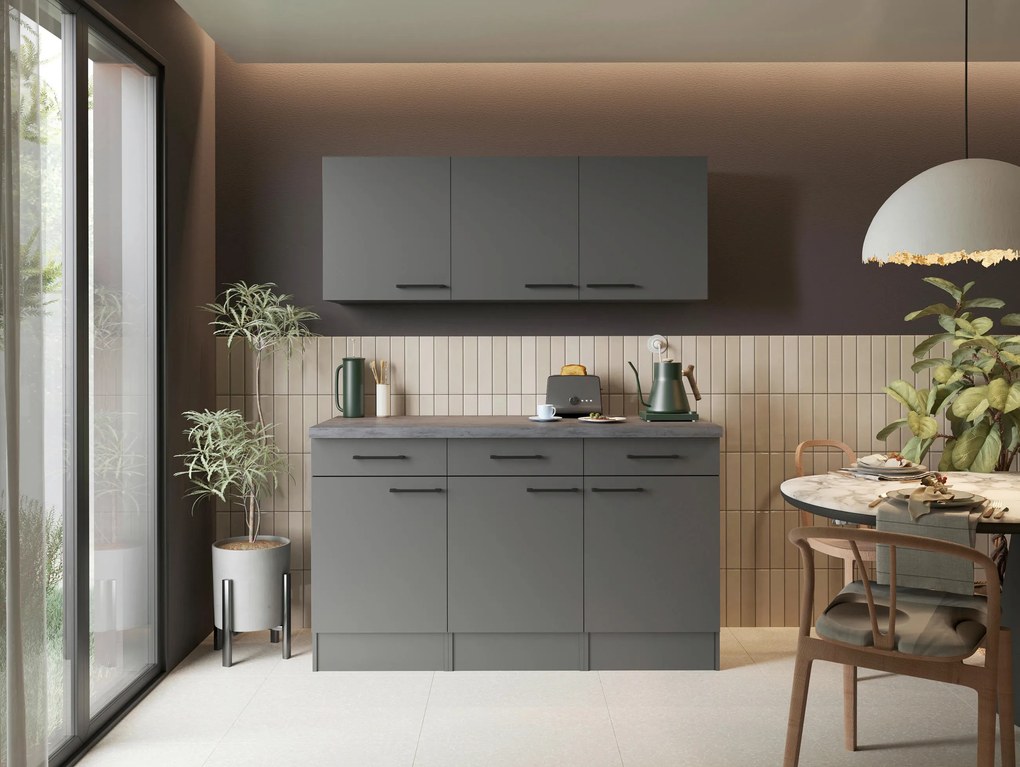 XXXLutz KREDENC, šedá, 150/200/60 cm Respekta - Online Only kuchyňské skříňky - 001899050928