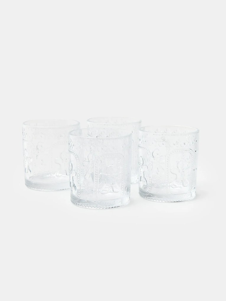 Sinsay - Vánoční sklenice s reliéfním vzorem perníčků 4 pack - clear