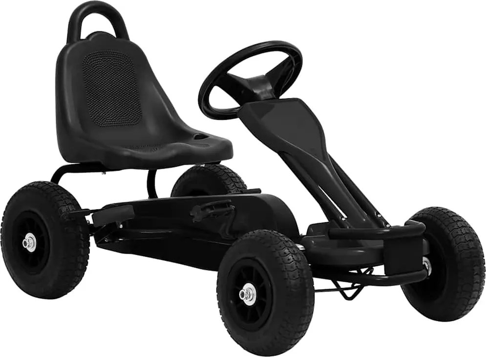 vidaXL Šlapací motokára s pneumatikami černá