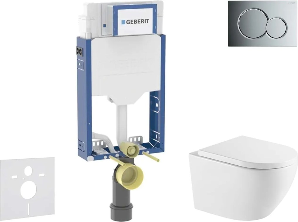 Geberit Kombifix - Set předstěnové instalace, klozetu Oudee a sedátka softclose, tlačítko Sigma01, lesklý chrom SANI15CA1144