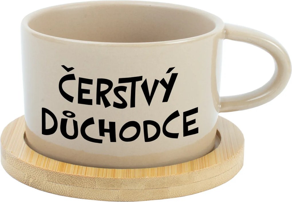 ČERSTVÝ DŮCHODCE - krémový hrníček makronka 200 ml