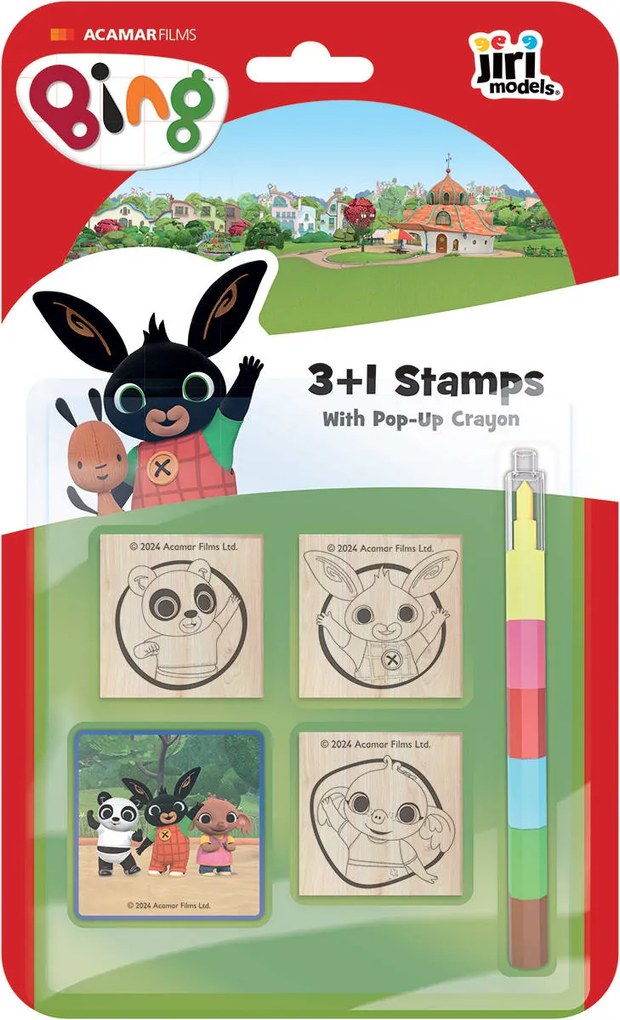 JIRI MODELS Razítka 3+1 set s pop-up voskovkou králíček Bing 4