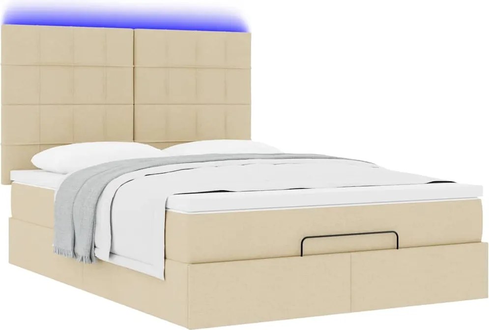 Osmanský rám postele s matrací krémově 140x200cm textil 3314015