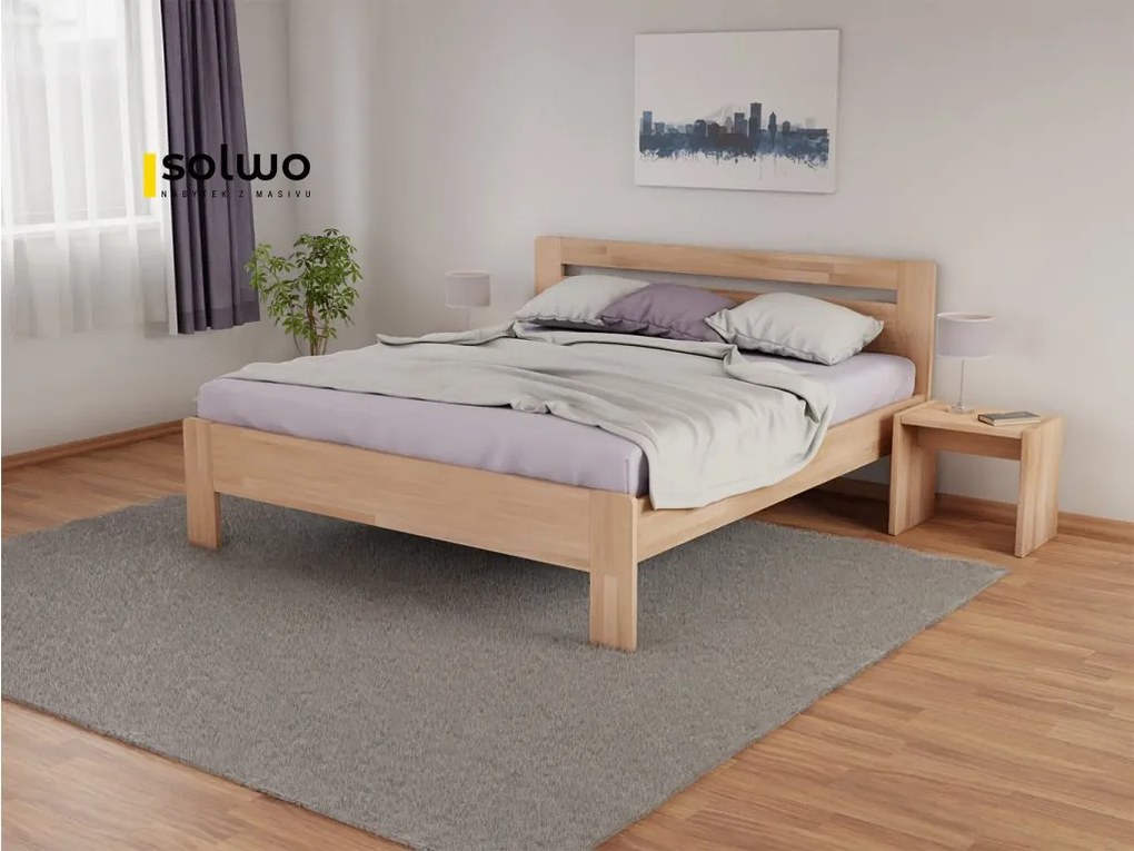 Masivní postel ANGELIKA - Solwo Design Dřevo a odstín oleje: DUB Cink - Olej odstín DO204, Rozměr spací plochy: 140x200