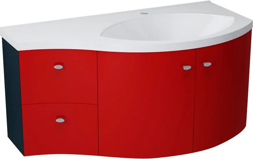 SAPHO - AILA umyvadlová skříňka 110x39cm, červená/černá, zásuvky vlevo 55637