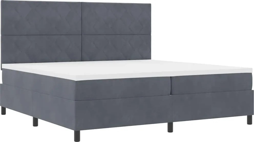 Postel s boxspringem s čelo Tmavě šedá 200 x 200 cm samet 3339921