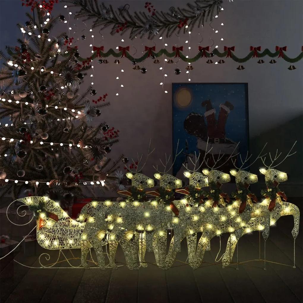 vidaXL Vánoční sobi se sáněmi 140 LED diod venkovní bílí [3100431] Barva: Bílá