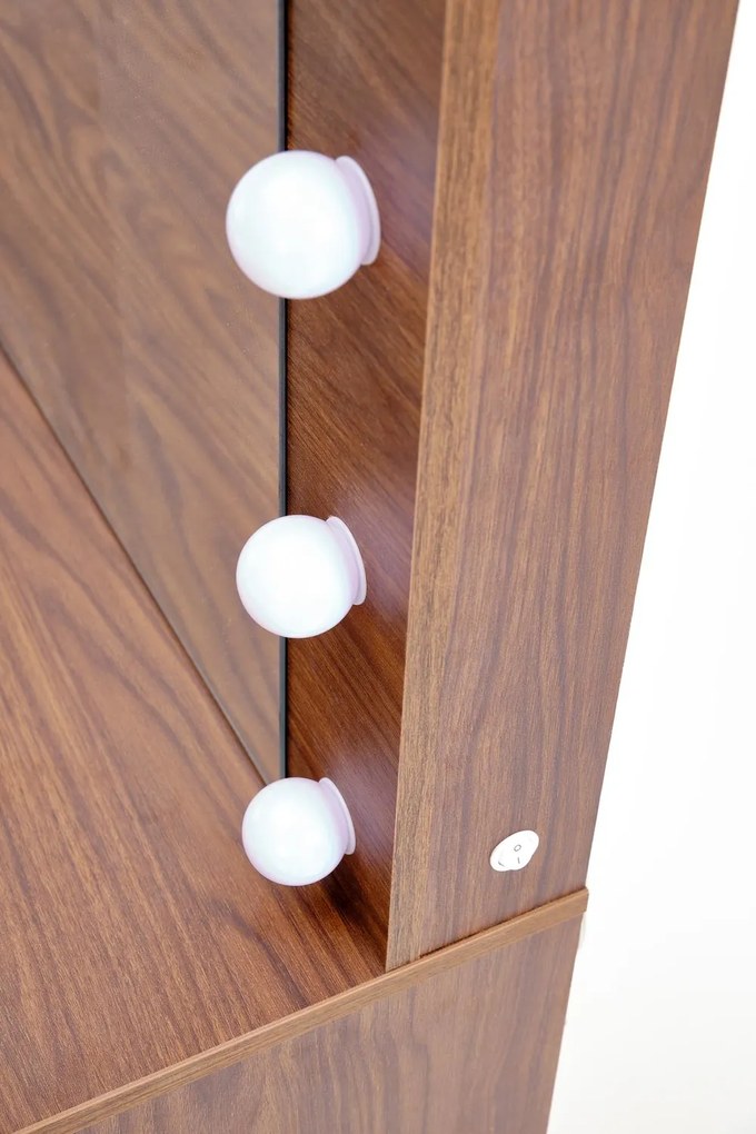 Toaletní stolek HOLLYWOOD 2XL s LED osvětlením 120 cm kašmírový/ořech