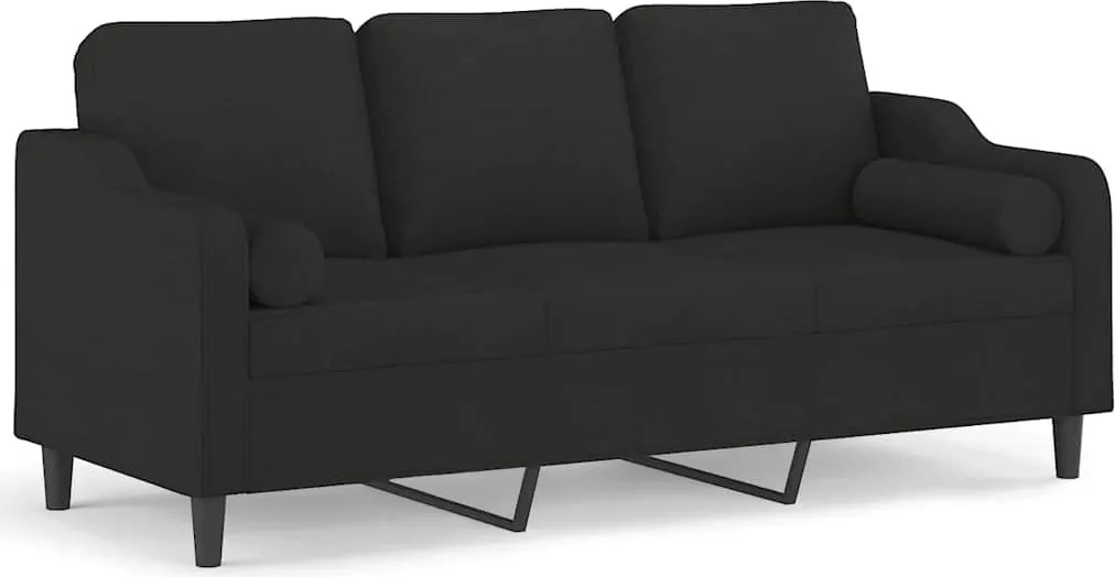 3místná pohovka s polštáři černá 180 cm textil 3200857