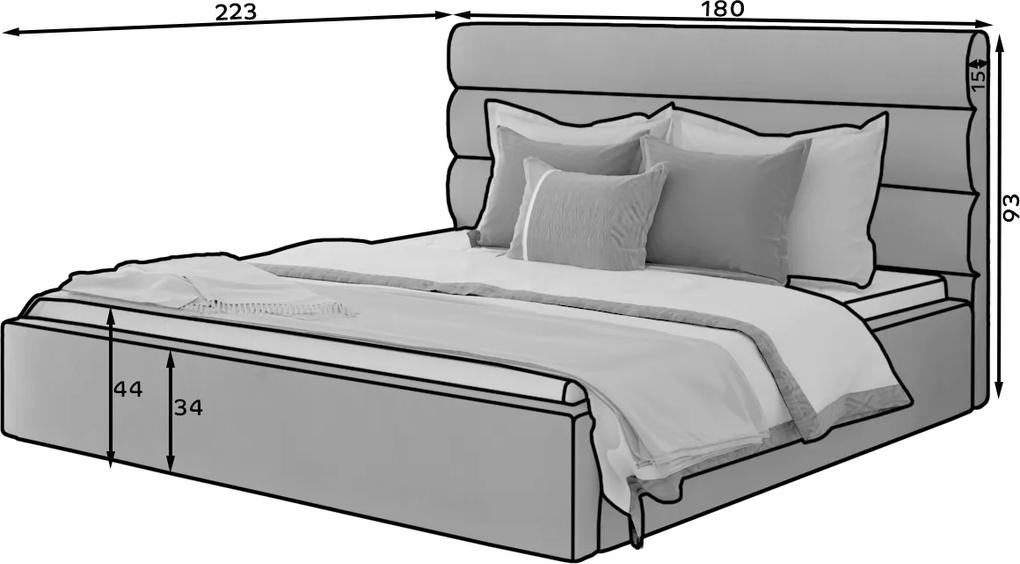 Eltap Čalouněná postel Caramel Materiál a barva potahu: Grande 81 - šedá, Rozměry (cm): 180x200