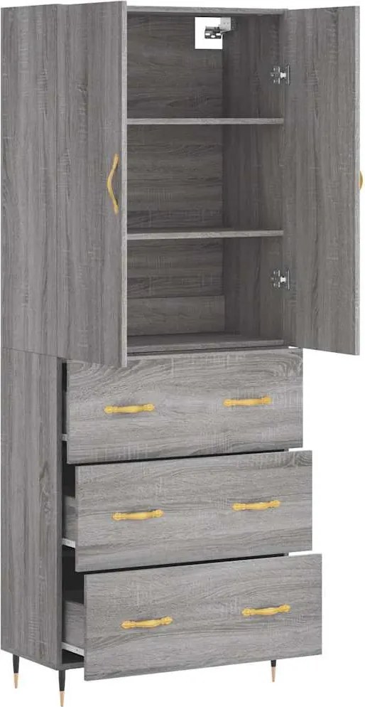 Skříň highboard šedá sonoma 69,5 x 34 x 180 cm kompozitní dřevo 3195833