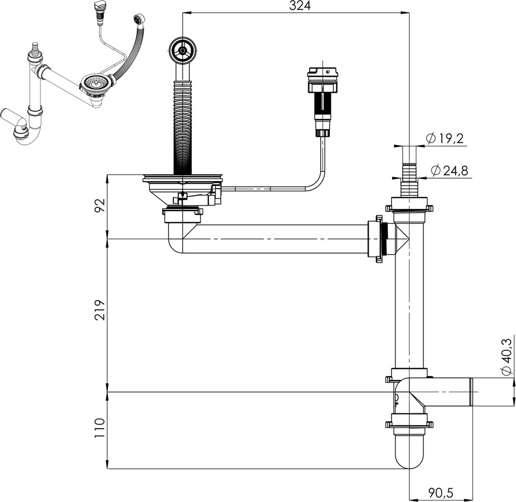 Sink Quality Obsidian, kuchyňský granitový dřez 790x500x210 mm + zlatý sifon, černá, SKQ-OBS.C.1KDO.XG