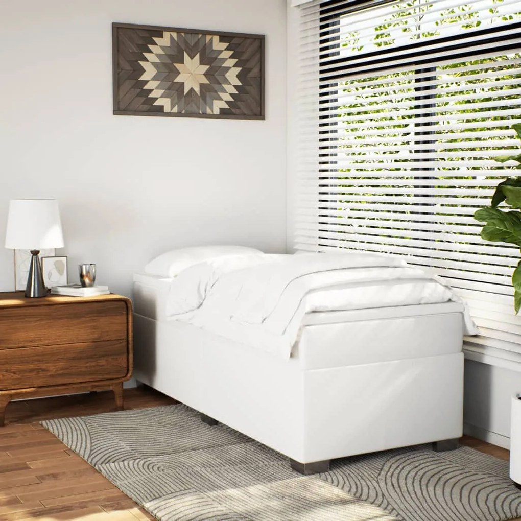 Box spring postel s matrací bílá 90x190 cm umělá kůže 3285190