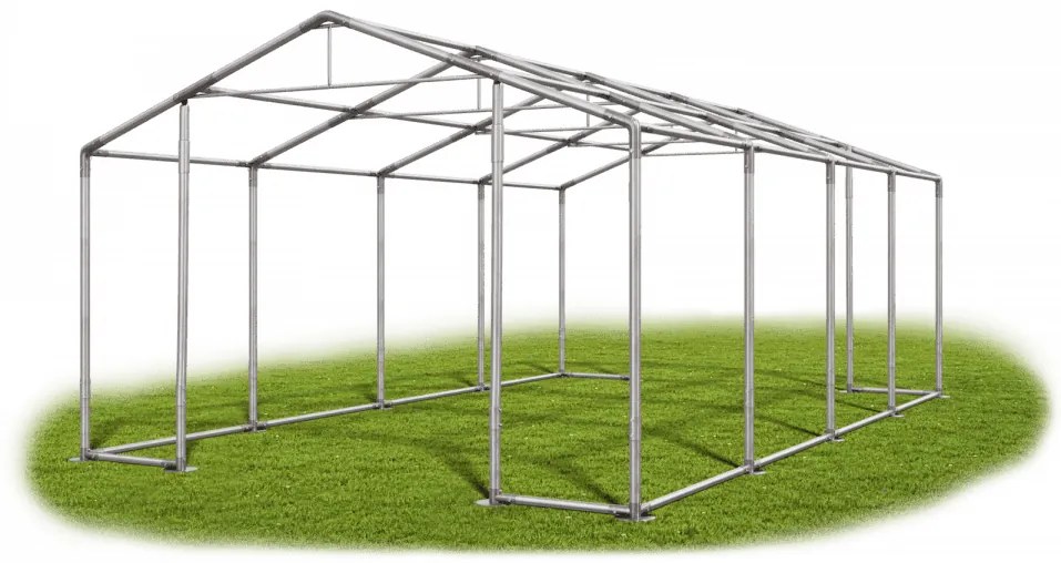 Garážový stan 5x8x2,5m střecha PVC 560g/m2 boky PVC 500g/m2 konstrukce ZIMA Zelená Šedá Šedé