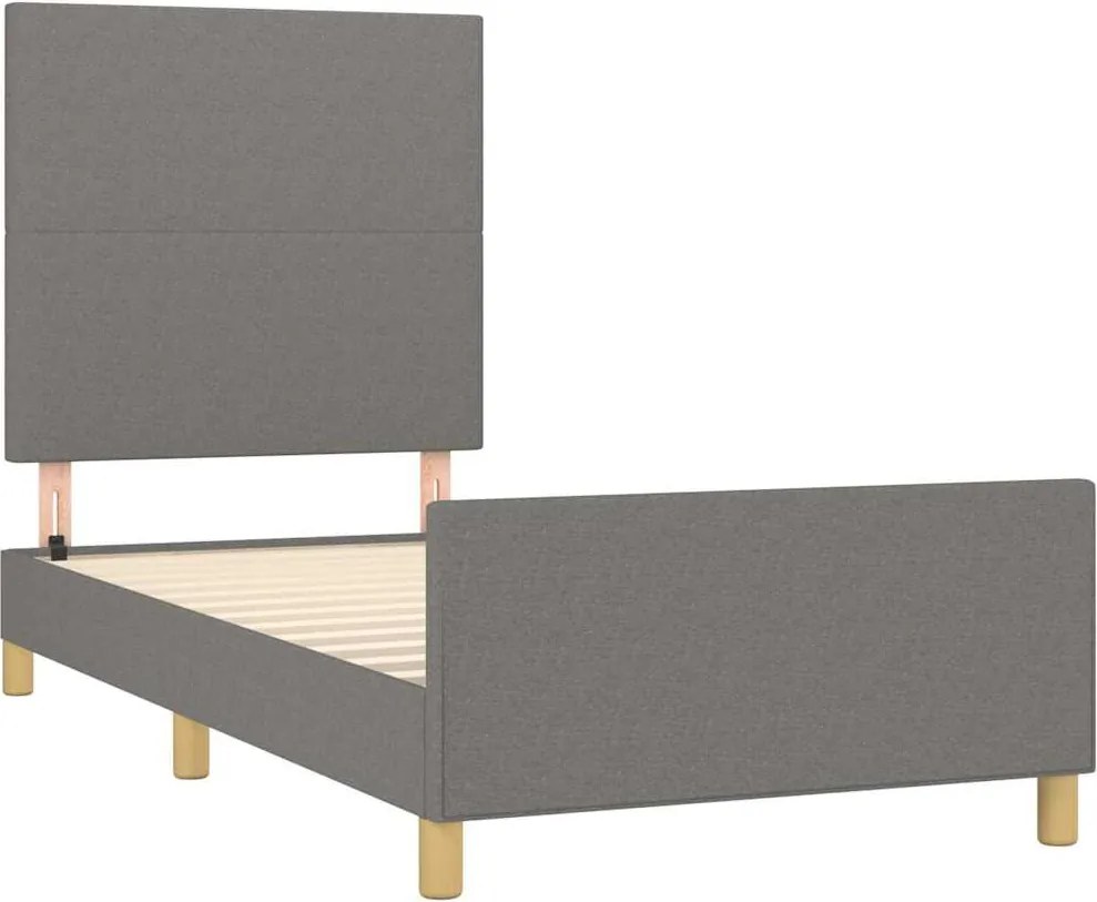 Rám postele bez matrace tmavě šedá 90 x 190 cm textil 3124856