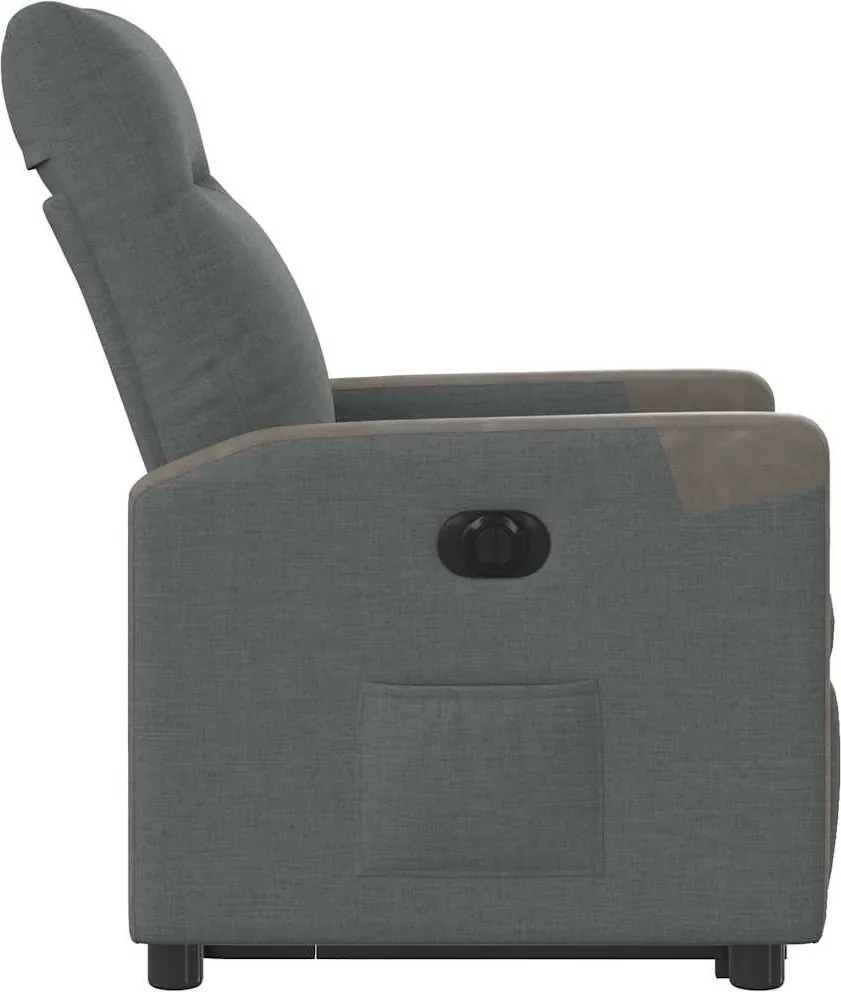 Elektrické zvedací polohovací křeslo tmavě šedé textil 3324101