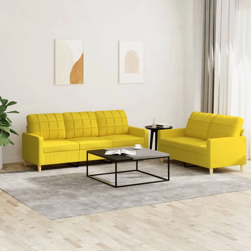 2dílná sedací souprava s poduškami světle žlutá textil 3201311