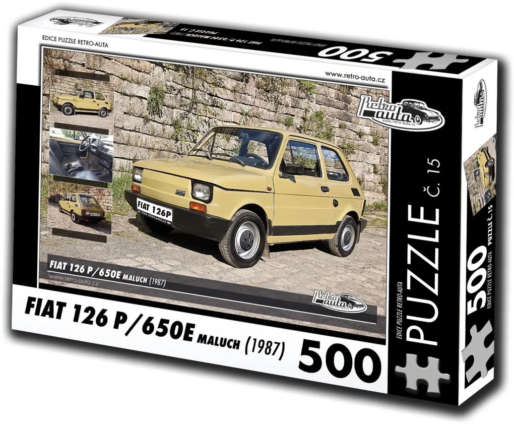Puzzle retro-auta puzzle č. 15 fiat 126 p/650e maluch (1987) 500 dílků