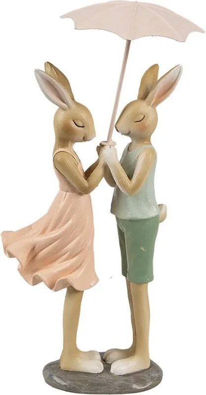 Dekorace zamilovaní králíci s deštníkem - 12*10*26 cm