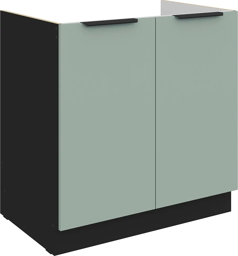 ARIA sc | dolní skříňka 80 ZL 2F dřezová | 80 cm | ANTI FINGERPRINT povrch | černá/aquamarine