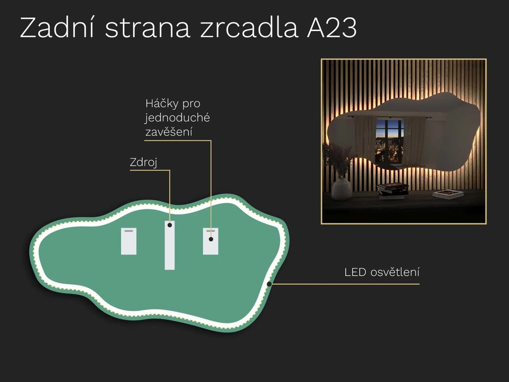 Organické LED zrcadlo s osvětlením A23 60x32